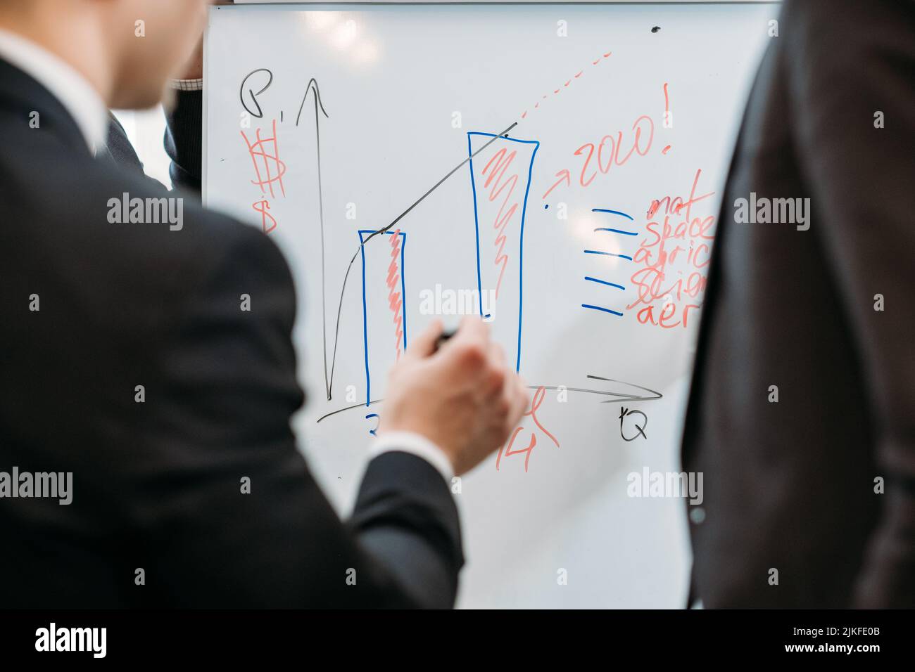 teamwork cooperation business men discuss graph Stock Photo - Alamy