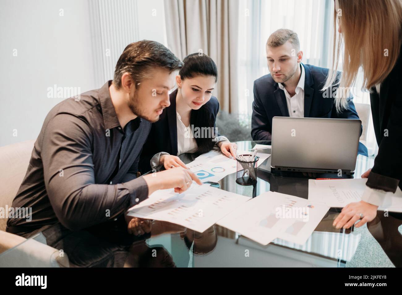 business team communication document review Stock Photo - Alamy