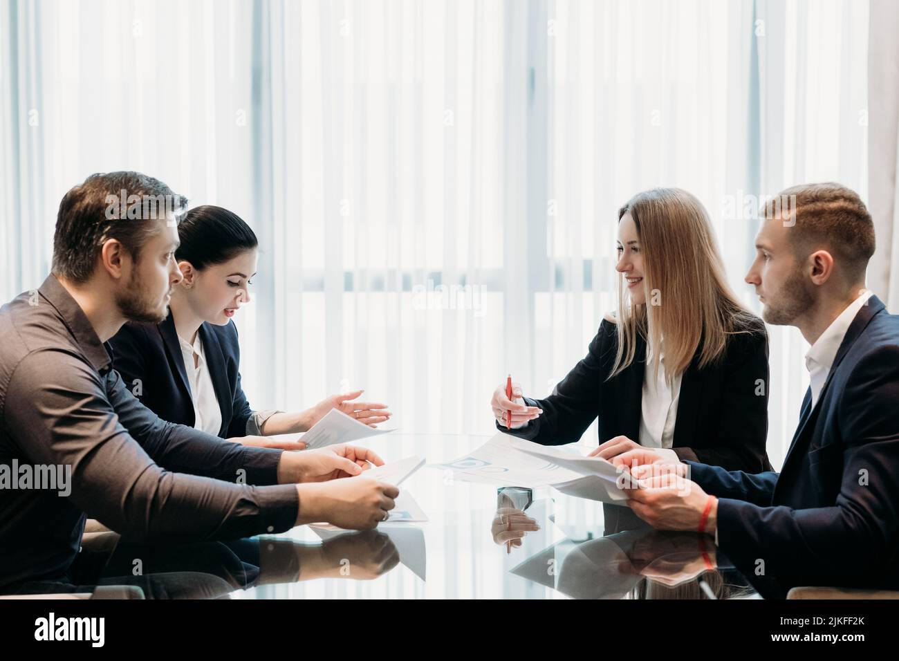 business team communication partner discussion Stock Photo - Alamy