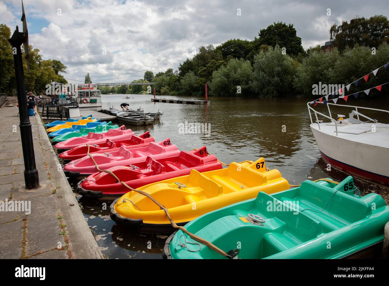 Pedalo’s at the Groves on the River Dee at Chester, Chesire Stock Photo ...