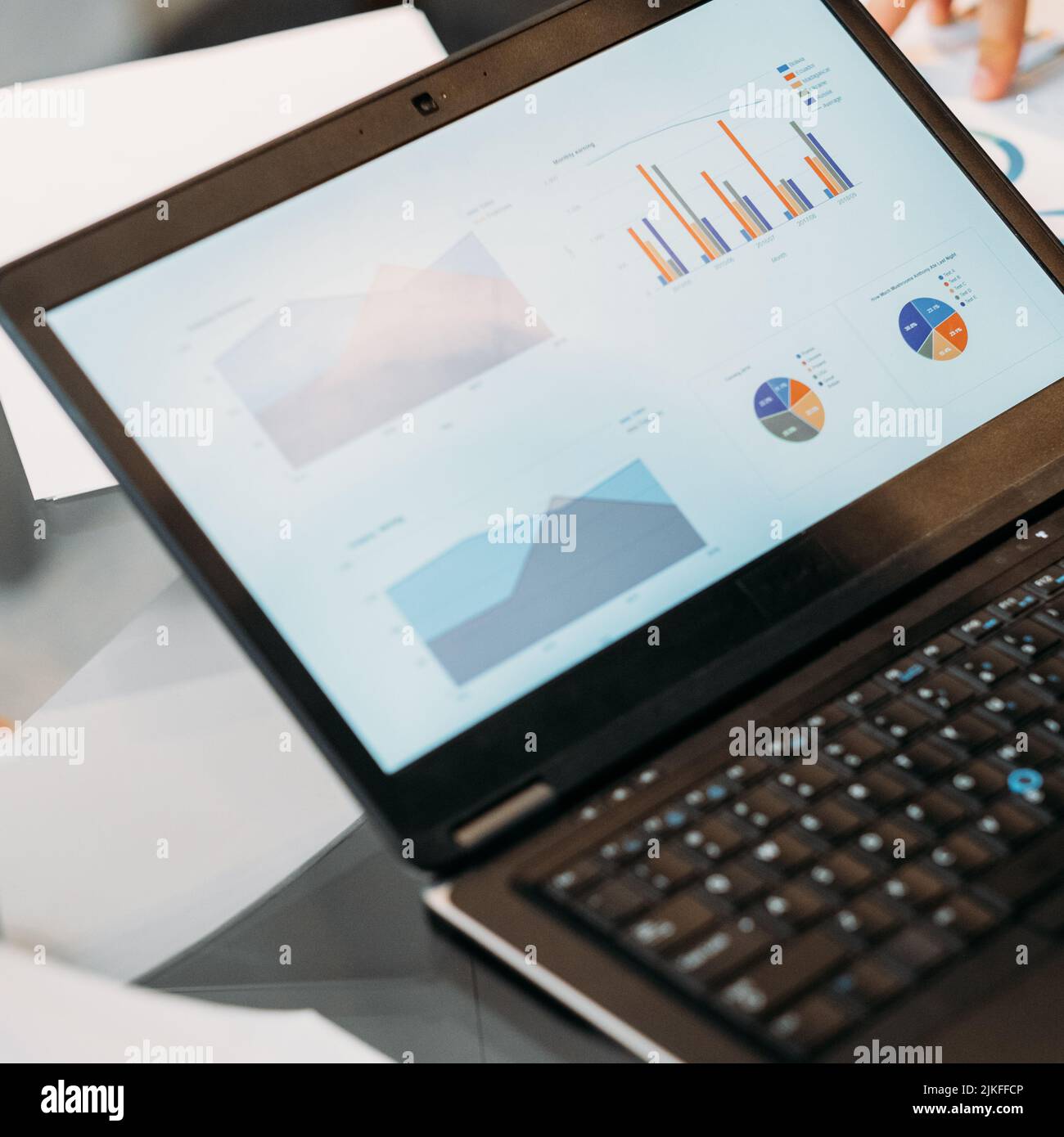 information business graph data laptop screen Stock Photo - Alamy