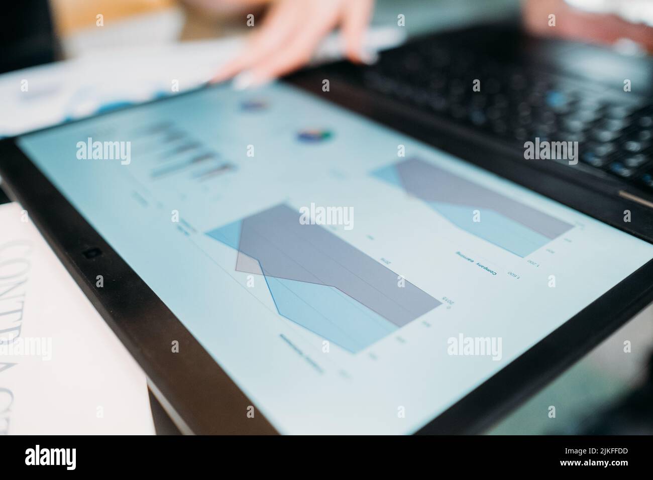 information business graph data laptop screen Stock Photo - Alamy