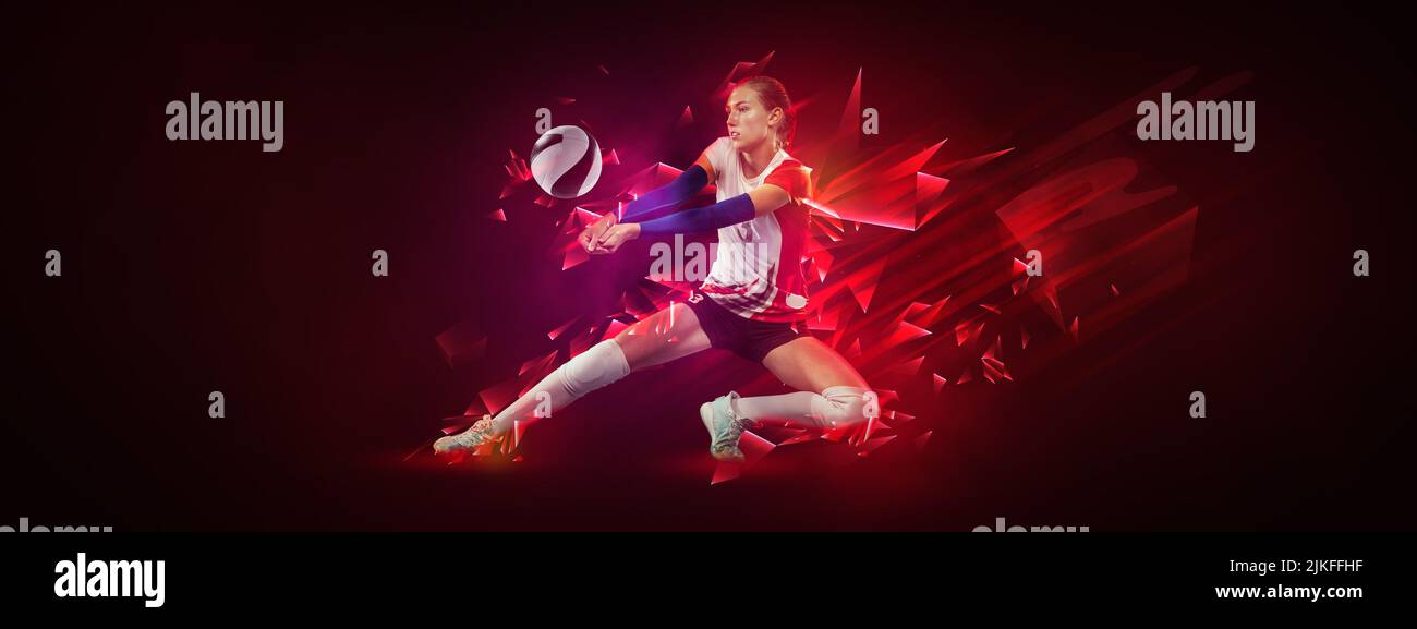 Collage with image of female volleyball player playing volleyball ...