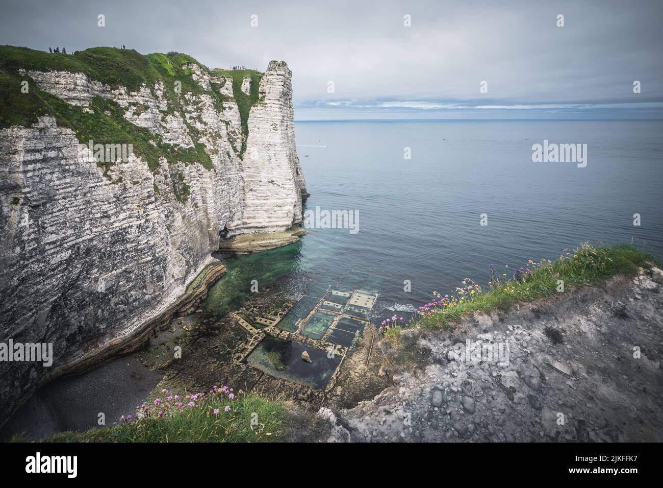 Structures under the sea on the north coast in Etretat France Stock ...