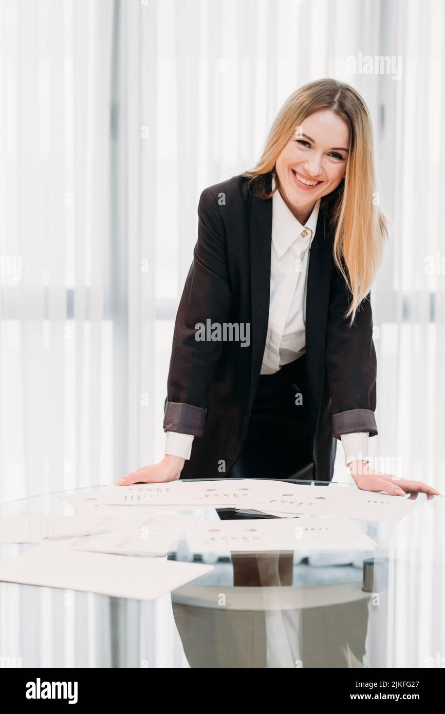 business lady work manager documents office Stock Photo - Alamy