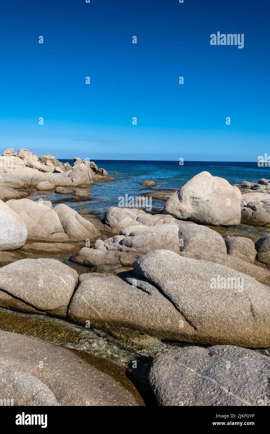 Summer day at Cala Pira, a beautiful bay in the south-east of Sardegna ...