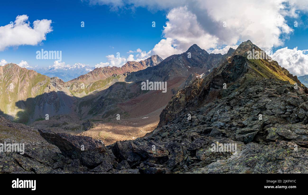 The beautiful valley in front of the Gran Paradiso in a summer day ...