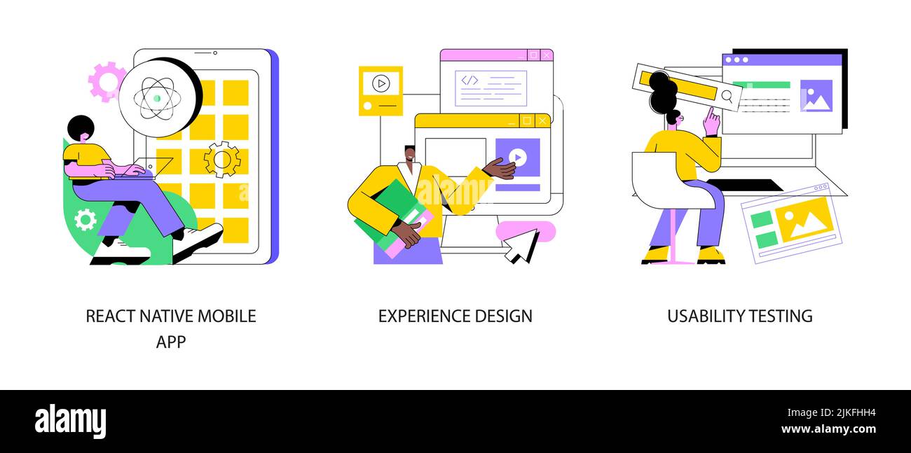Mobile App Development Process Abstract Concept Vector Illustration Set React Native Mobile App