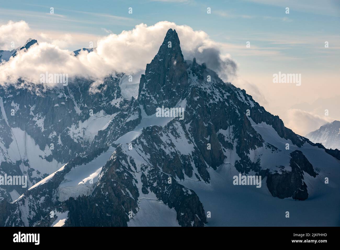 Mont Blanc aerial view from the top of Aiguille du Midi, France Stock ...