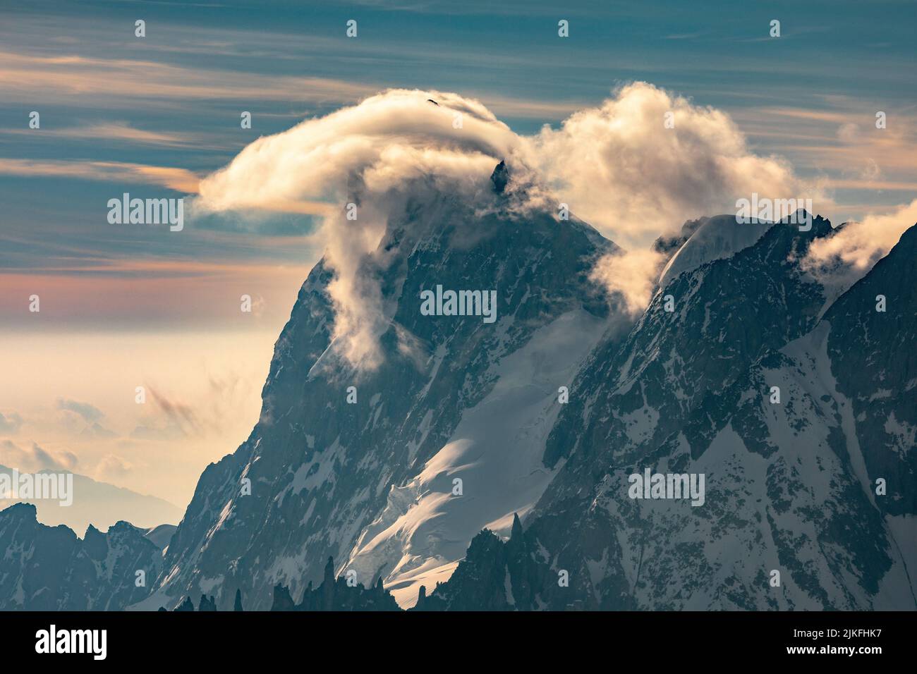 Mont Blanc aerial view from the top of Aiguille du Midi, France Stock ...