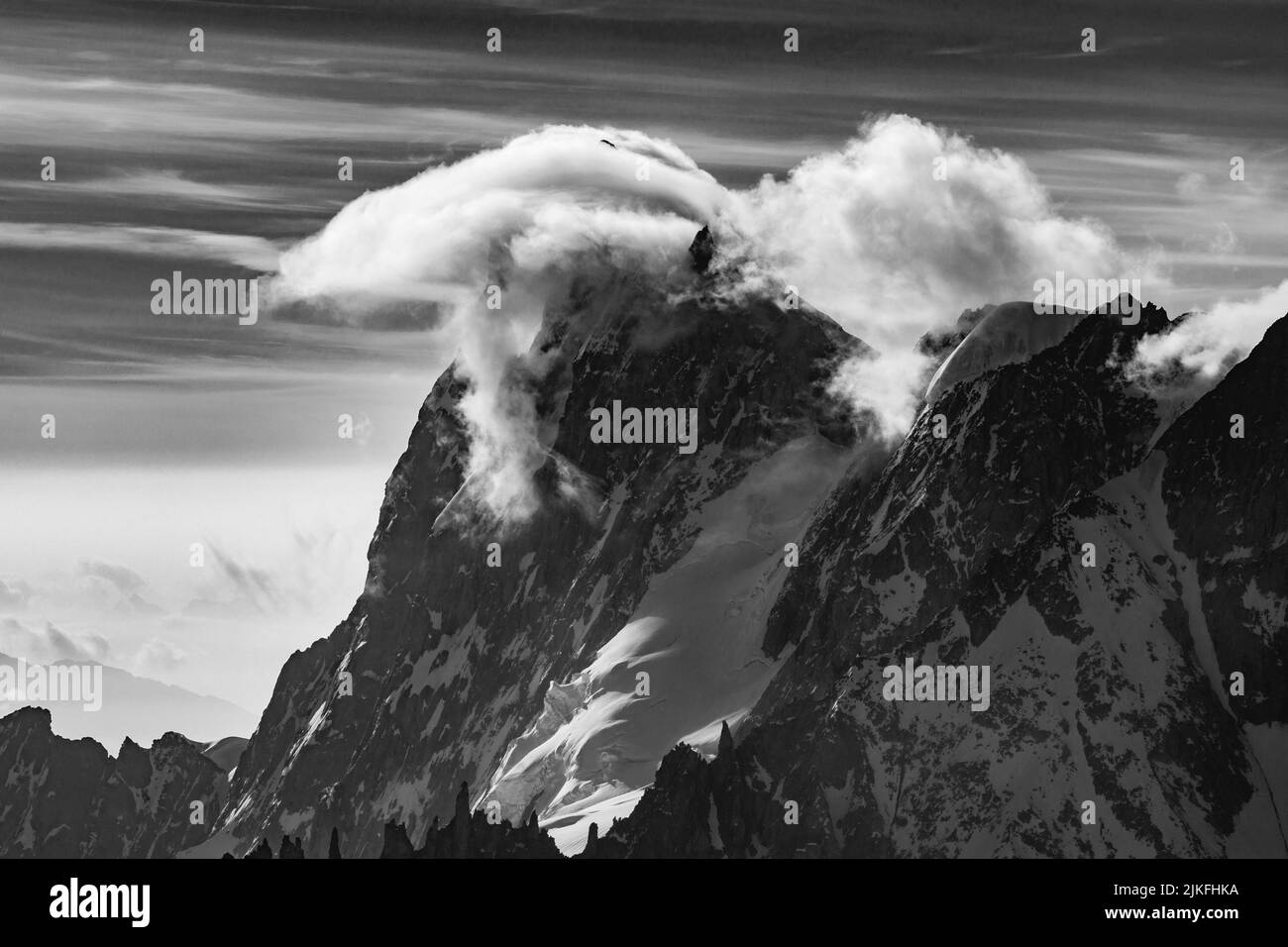 Mont Blanc aerial view from the top of Aiguille du Midi, France Stock ...