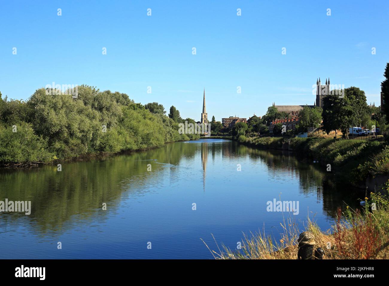 View along the river Severn at Worcester, England, UK Stock Photo - Alamy