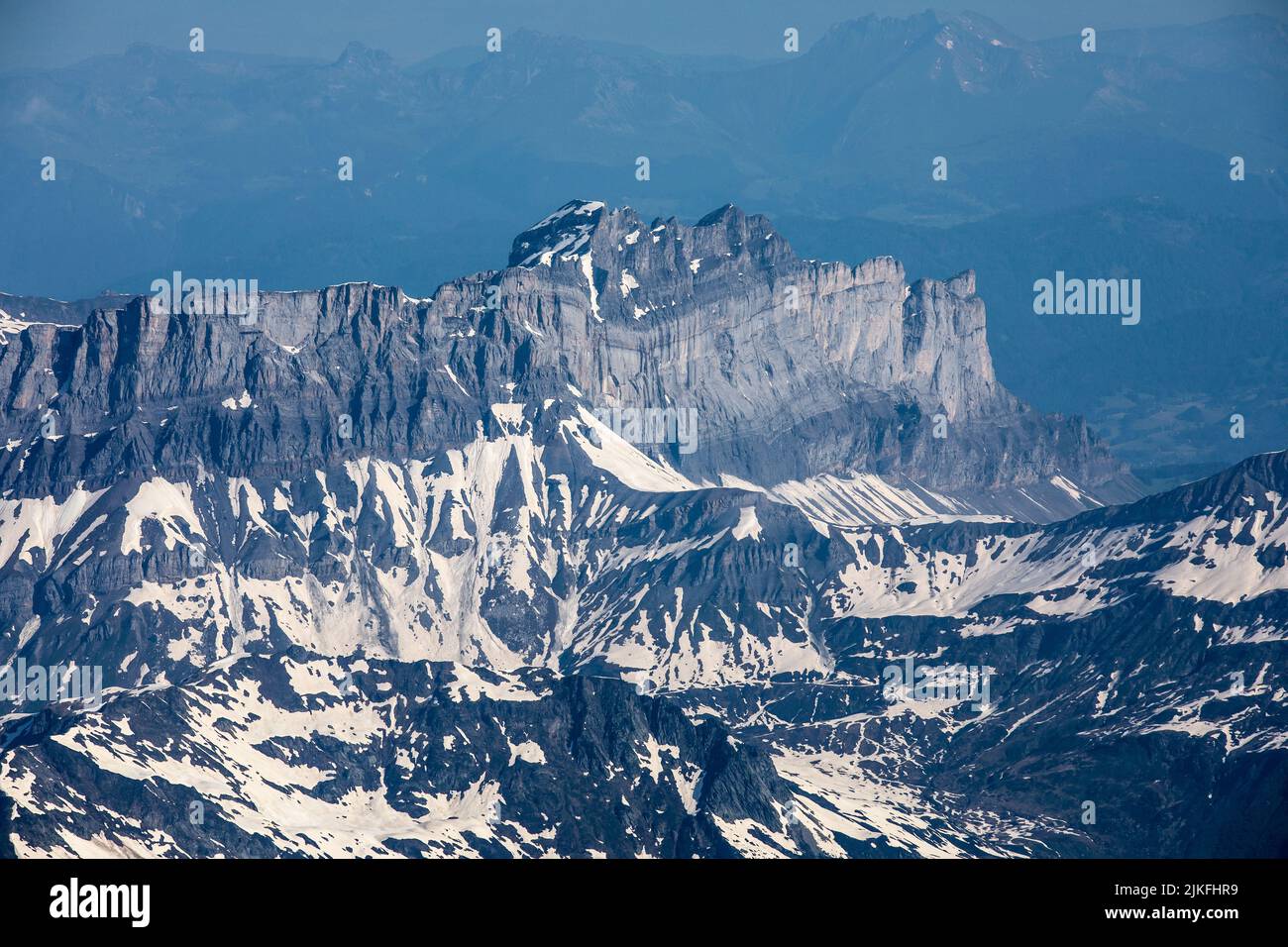 Mont Blanc aerial view from the top of Aiguille du Midi, France Stock ...