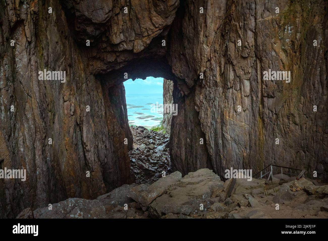 Torghatten cave or hole set into the mountain, Brønnøysund, Norway ...