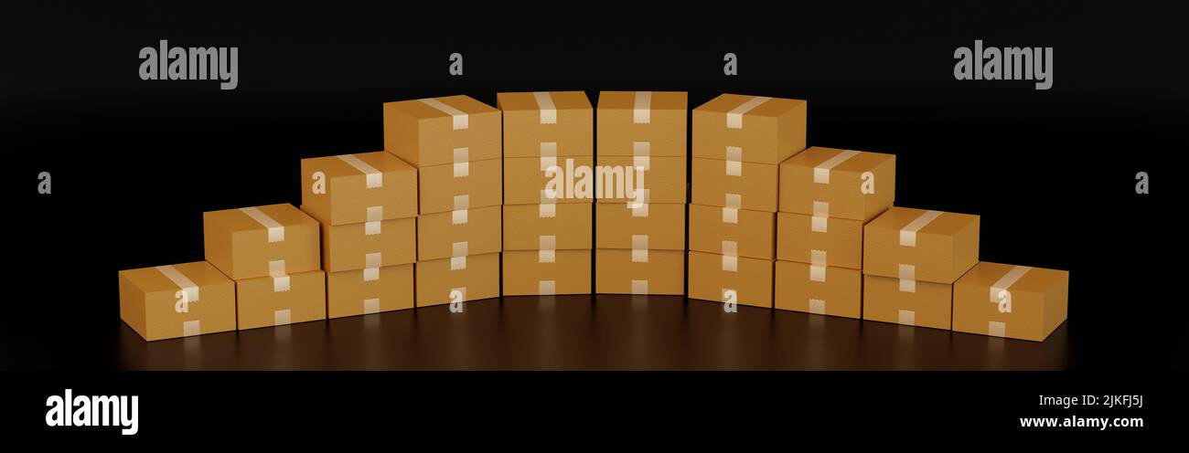 Stack of cardboard box carton or parcel with empty space. concept of ...