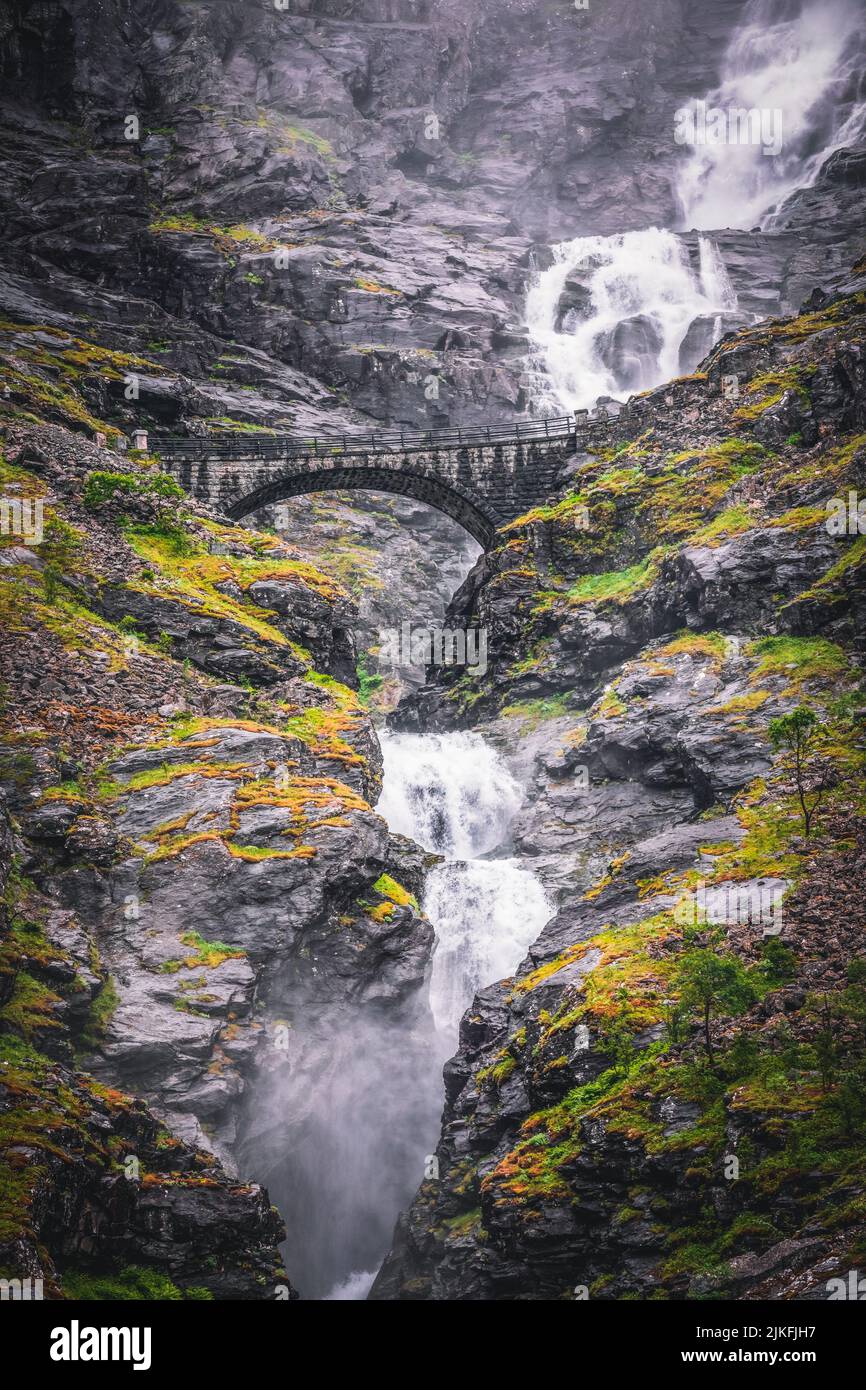 Waterfall in Trollstigen, Norway Stock Photo - Alamy