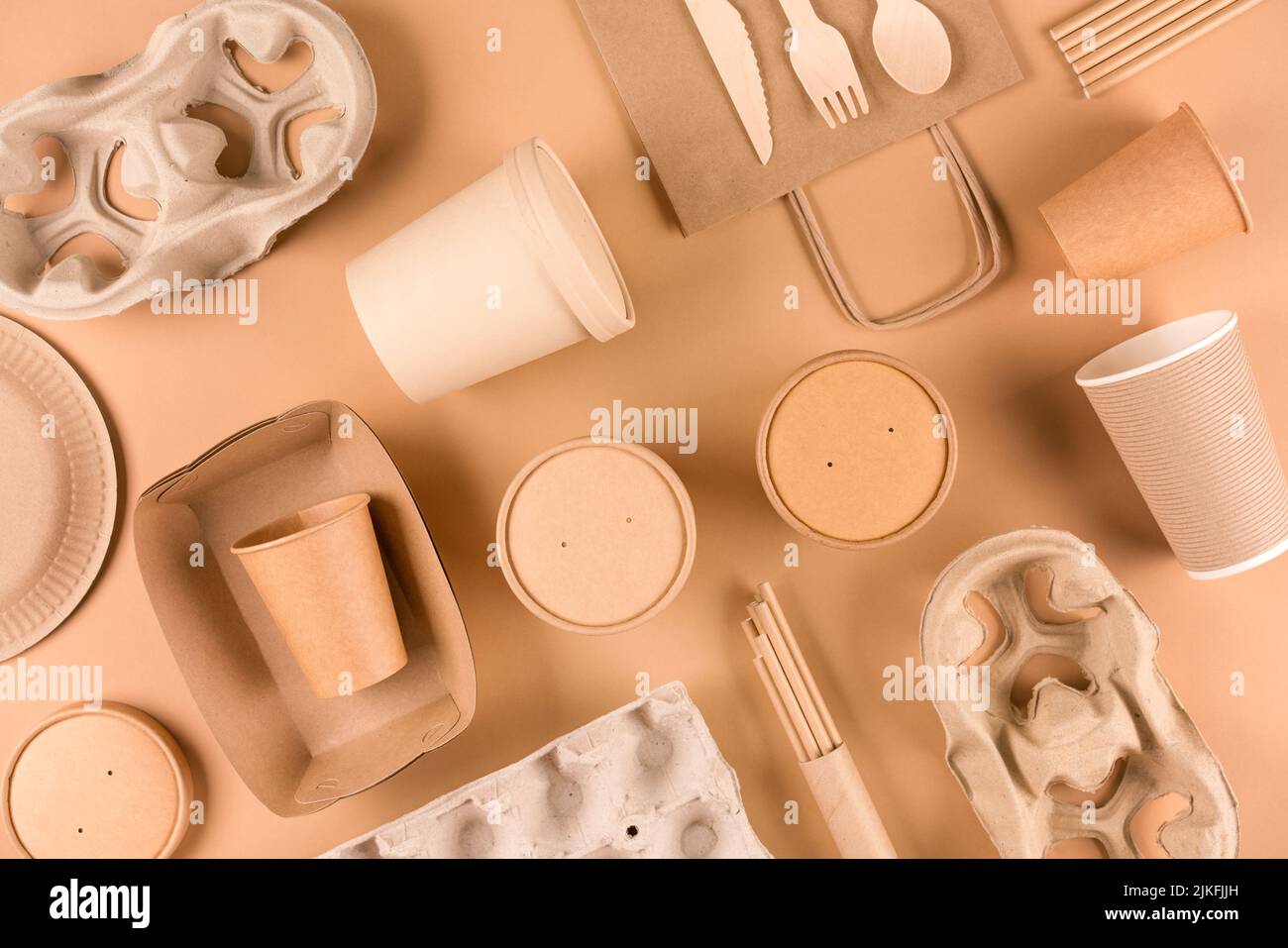 Paper utensils over light background. Street food sustainable paper ...