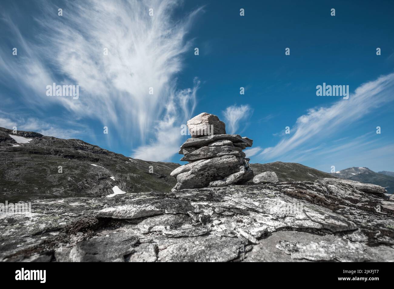 Stack Of Rocks Stones On Norwegian Mountain in More og Romsdal, Norway ...