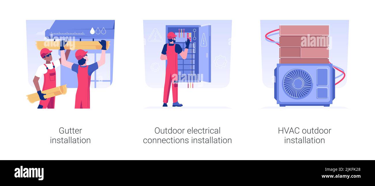 Exterior utilities in residential construction isolated concept vector ...
