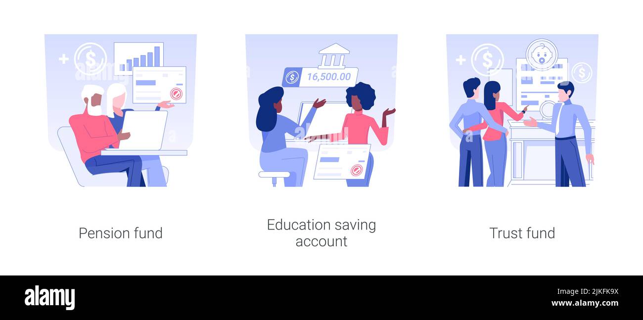 Investments in future isolated concept vector illustration set. Pension ...