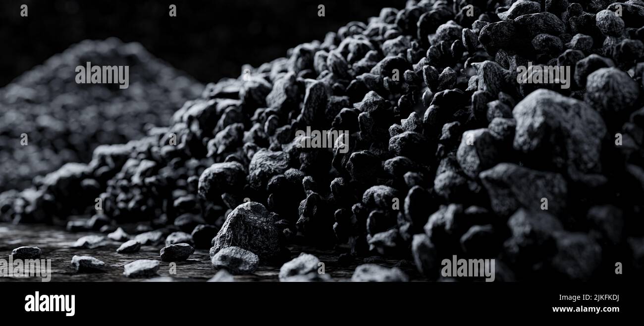 Coal pile isolated on a black background - 3d illustration, the concept ...
