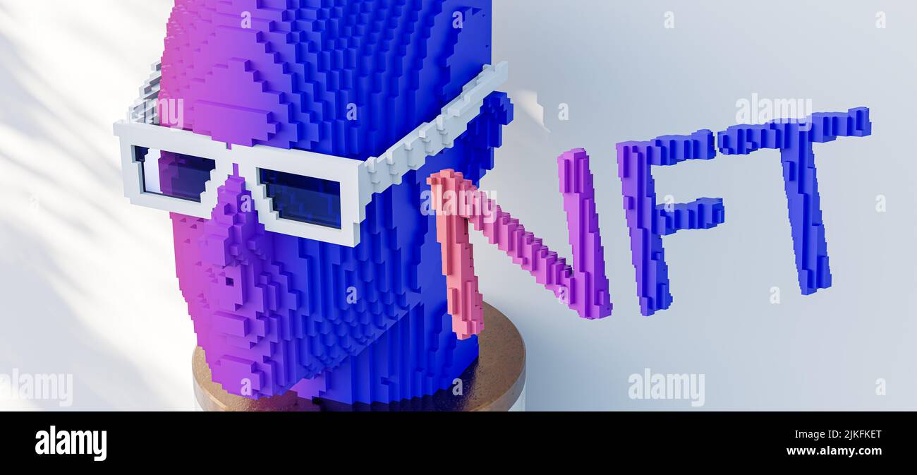 brick style blocky head with sunglasses - modern 3d render art, NFT ...