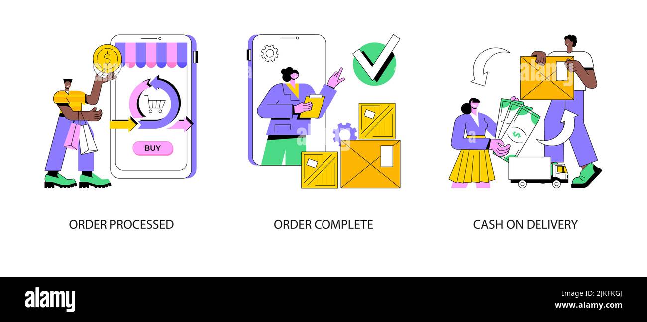 Purchase process abstract concept vector illustration set. Order ...