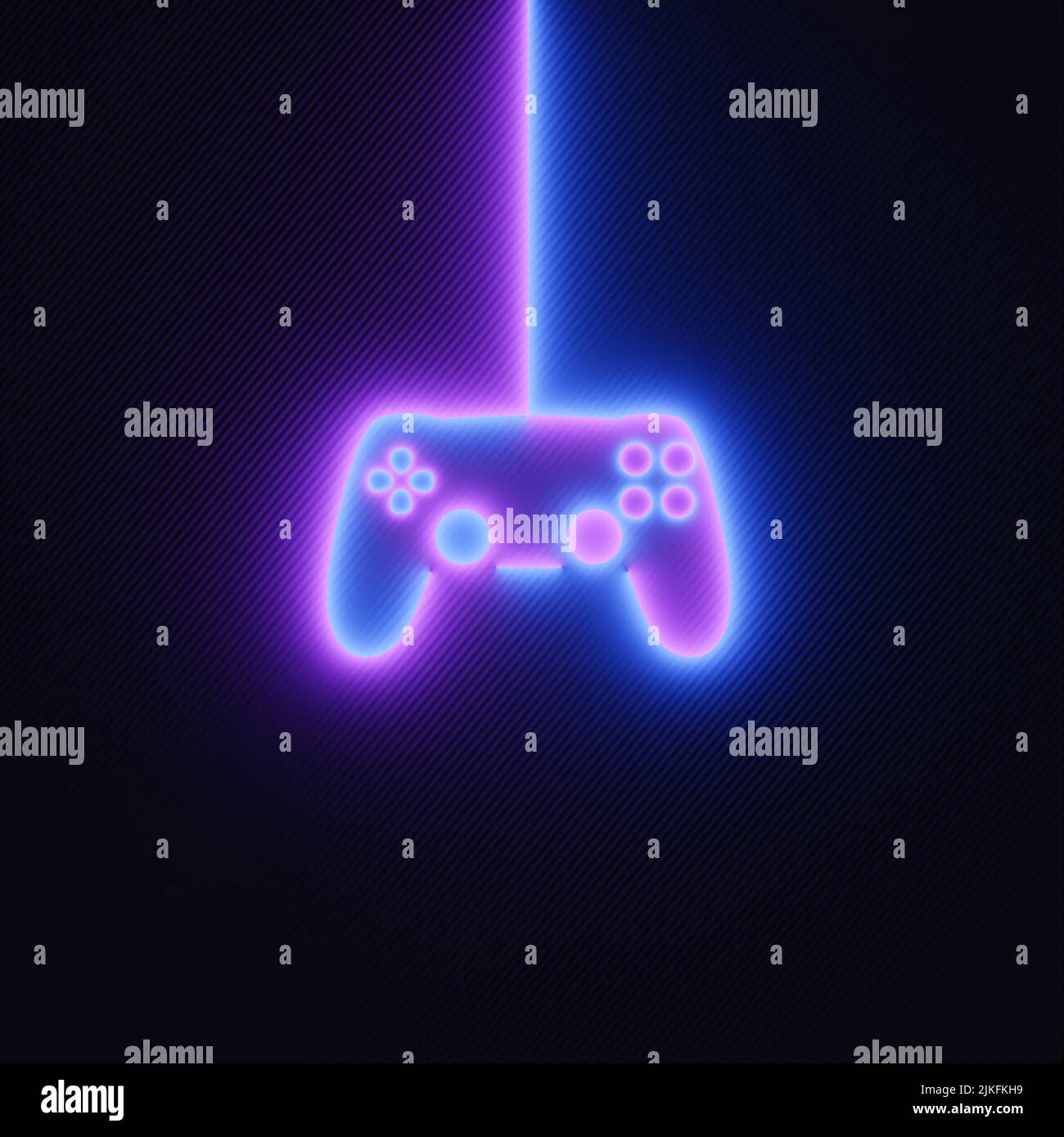 gamepad in glowing neon line art effect - 3d illustration Stock Photo ...
