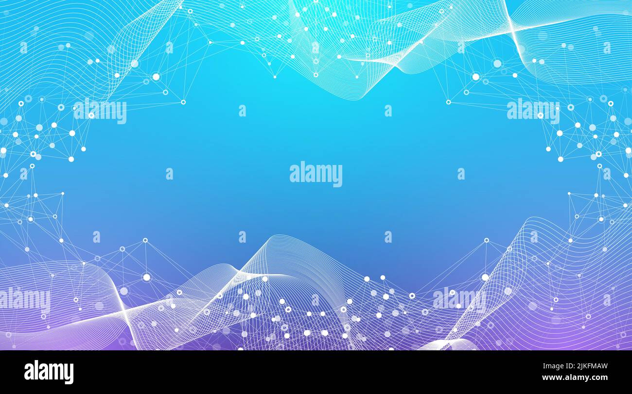 Technology abstract background with connected line and dots. Big data visualization. Artificial ...
