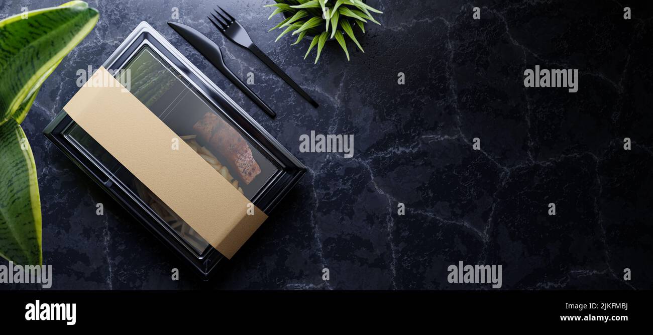 Dietary catering box label template - salmon, fries and asparagus ...