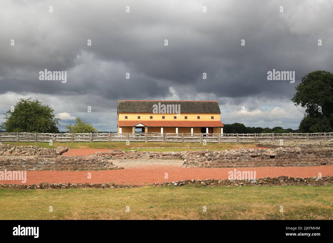 Replica Roman villa at Wroxeter Roman city, built in 2010 for the ...