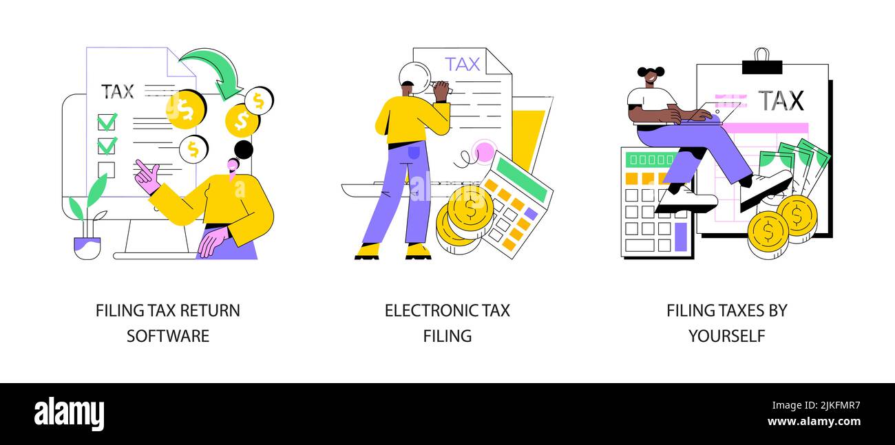 Filing taxes by yourself abstract concept vector illustration set ...