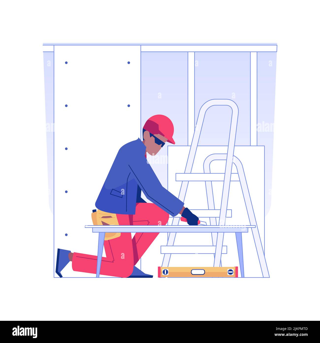 Cutting drywall isolated concept vector illustration. Professional ...
