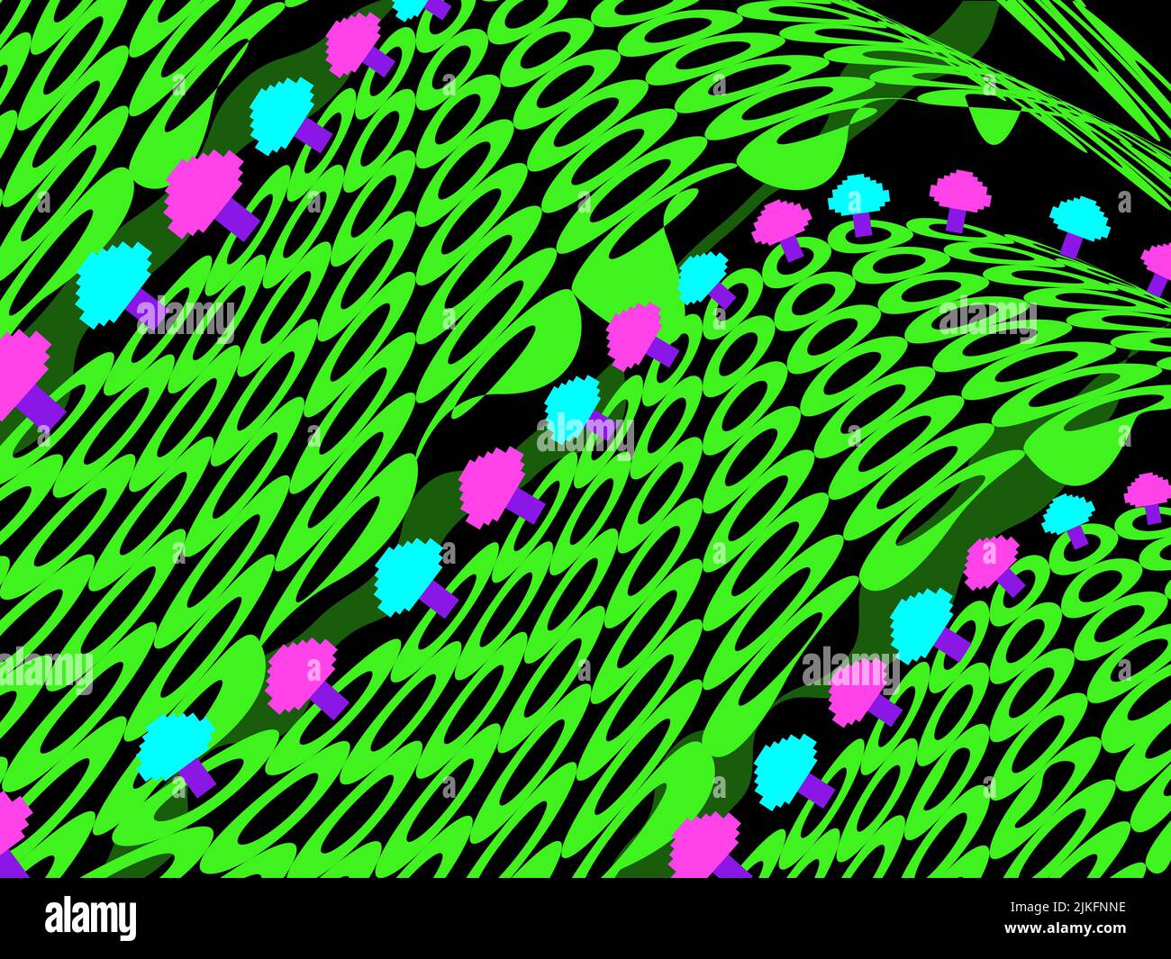 Rave psychedelic, acid trip. Mushrooms in 8 bit style. Psychedelic ...