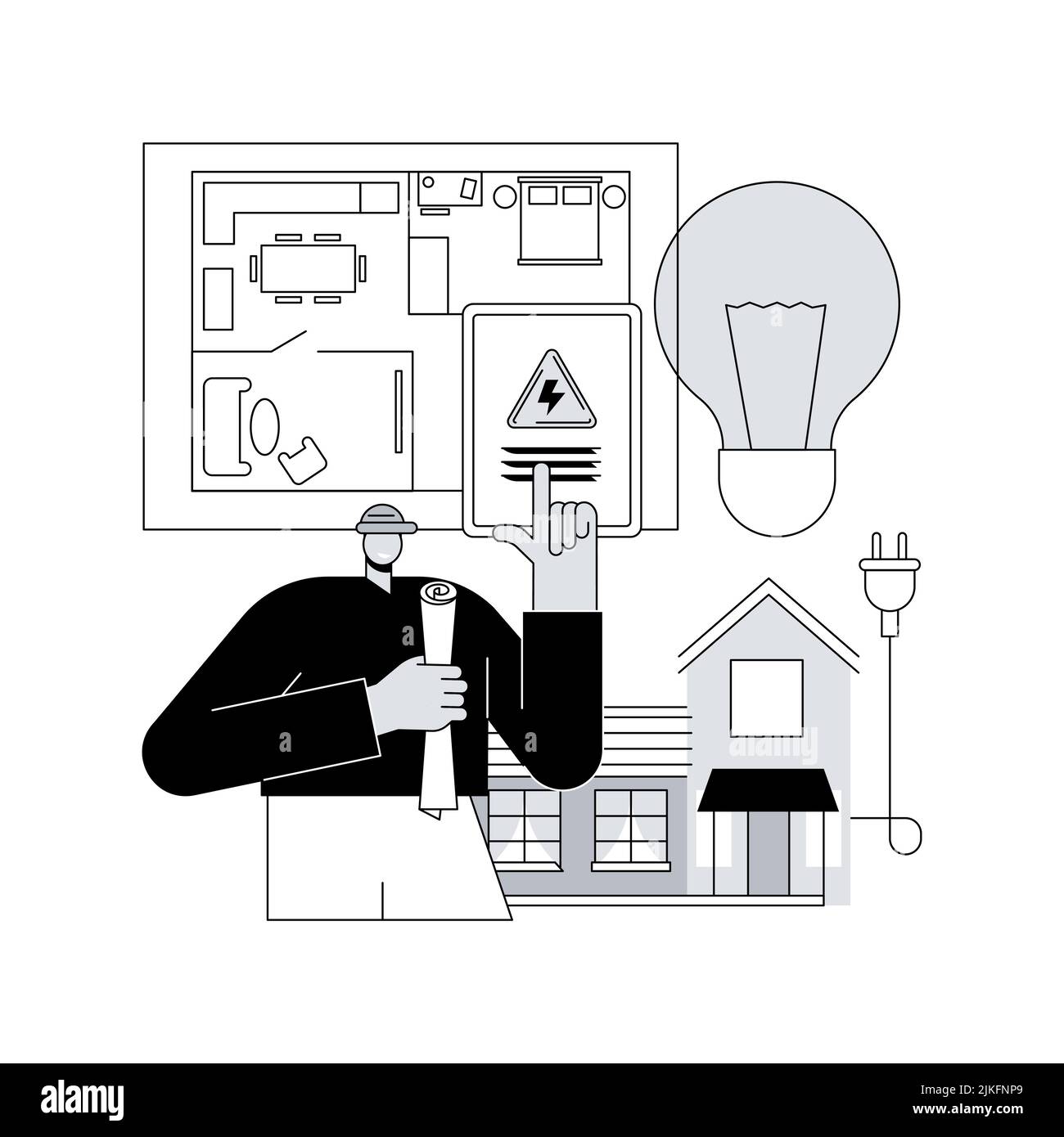 Residential electrical construction abstract concept vector ...