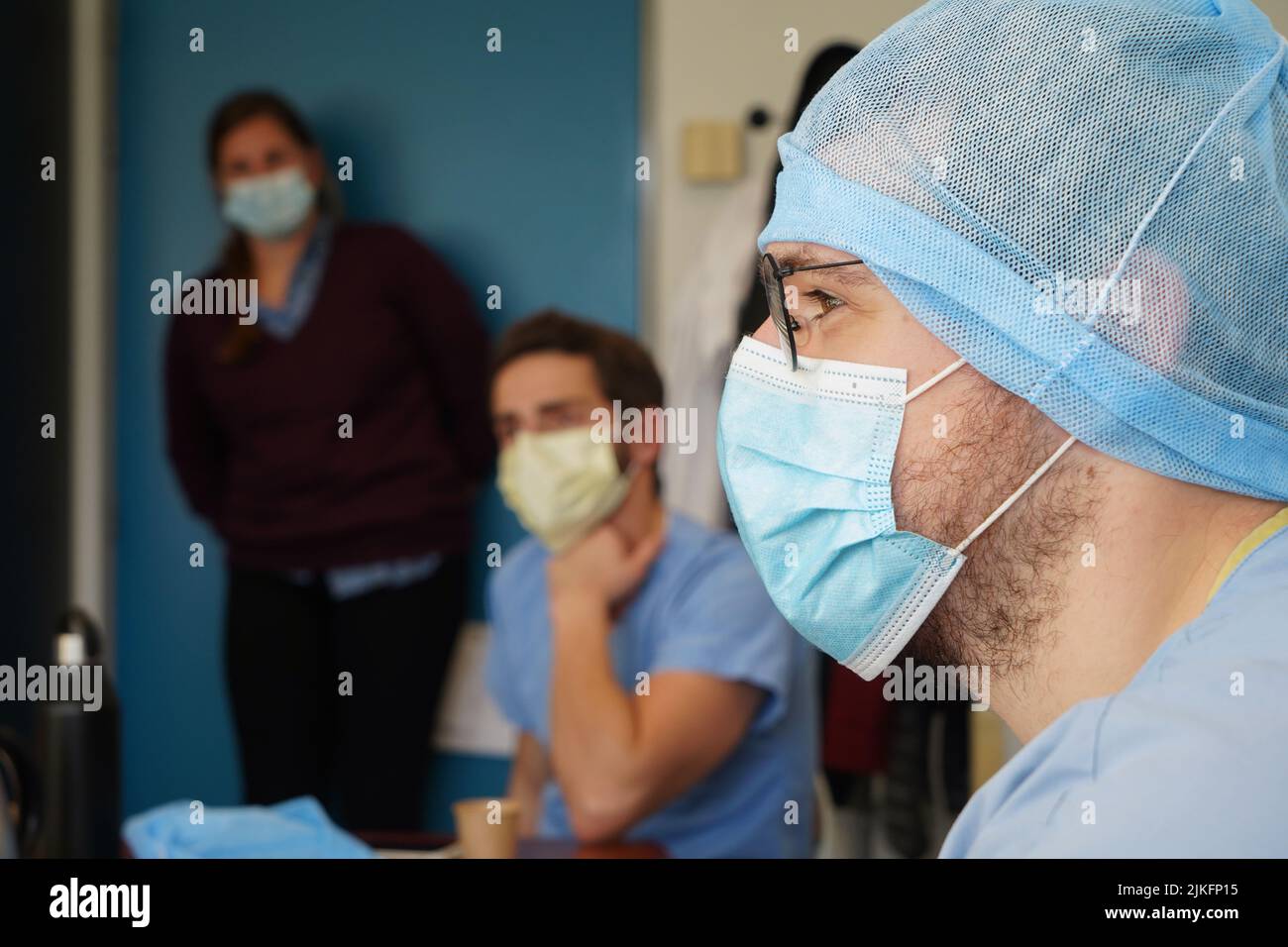 Students during a debriefing session after a resuscitation simulation ...