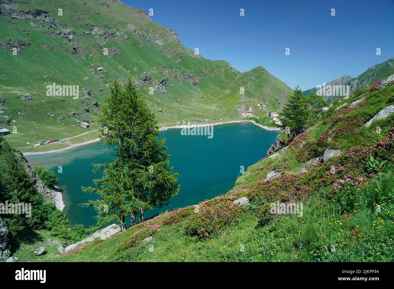 A scenery of a small lake in the Alps Stock Photo - Alamy