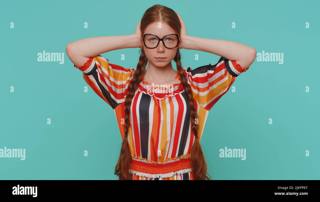 Dont want to hear and listen. Frustrated annoyed irritated redhead girl ...