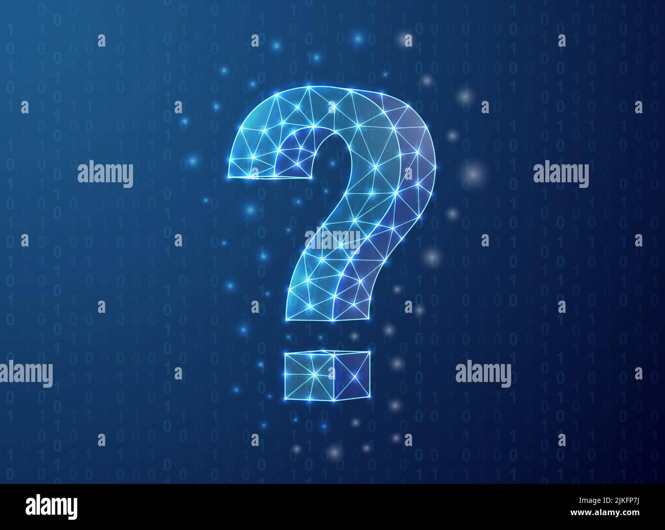 Question mark polygonal symbol with binary code background. Help ...