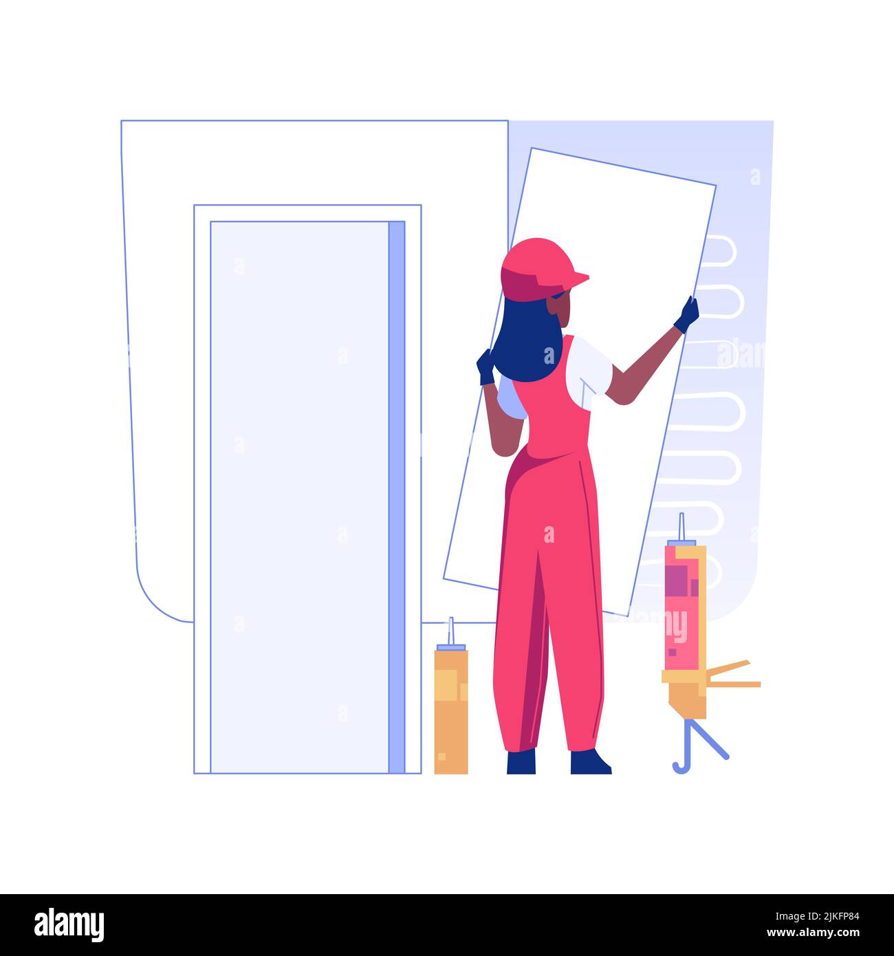 Install wallboards isolated concept vector illustration. Uniform ...