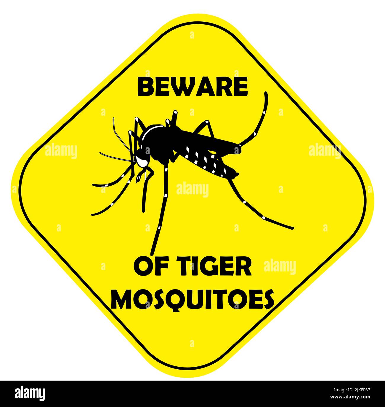 Mosquito in a danger signal, virus bearer. Arbovirures. Asian tiger ...