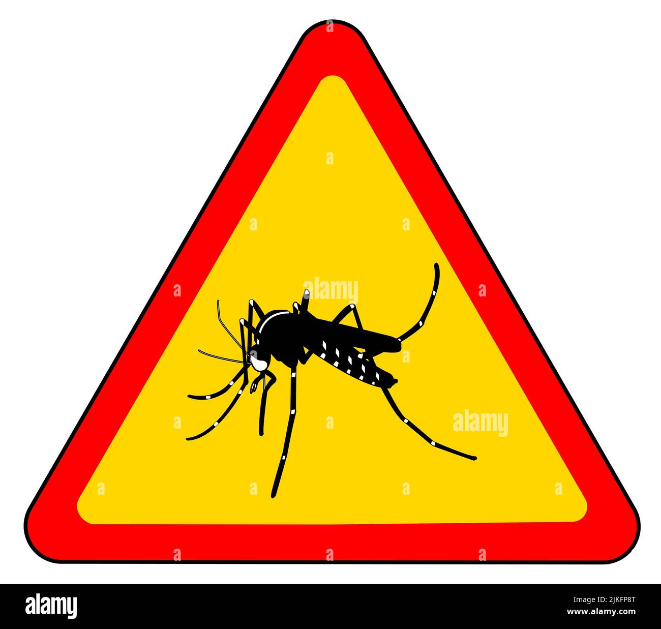 Mosquito in a danger signal, virus bearer. Arbovirures. Asian tiger ...