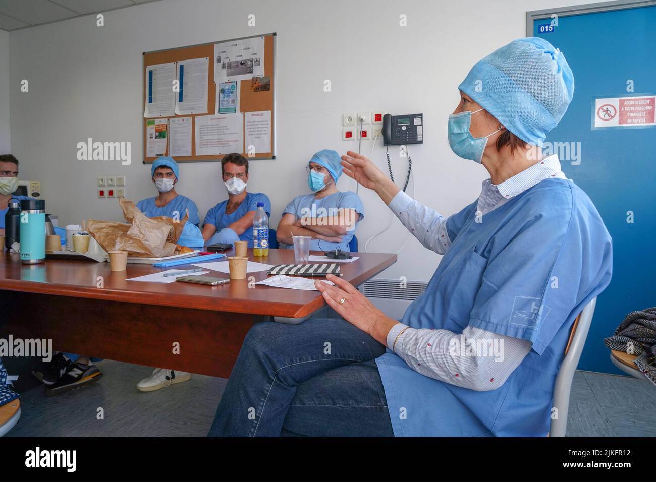 Students during a debriefing session after a resuscitation simulation ...