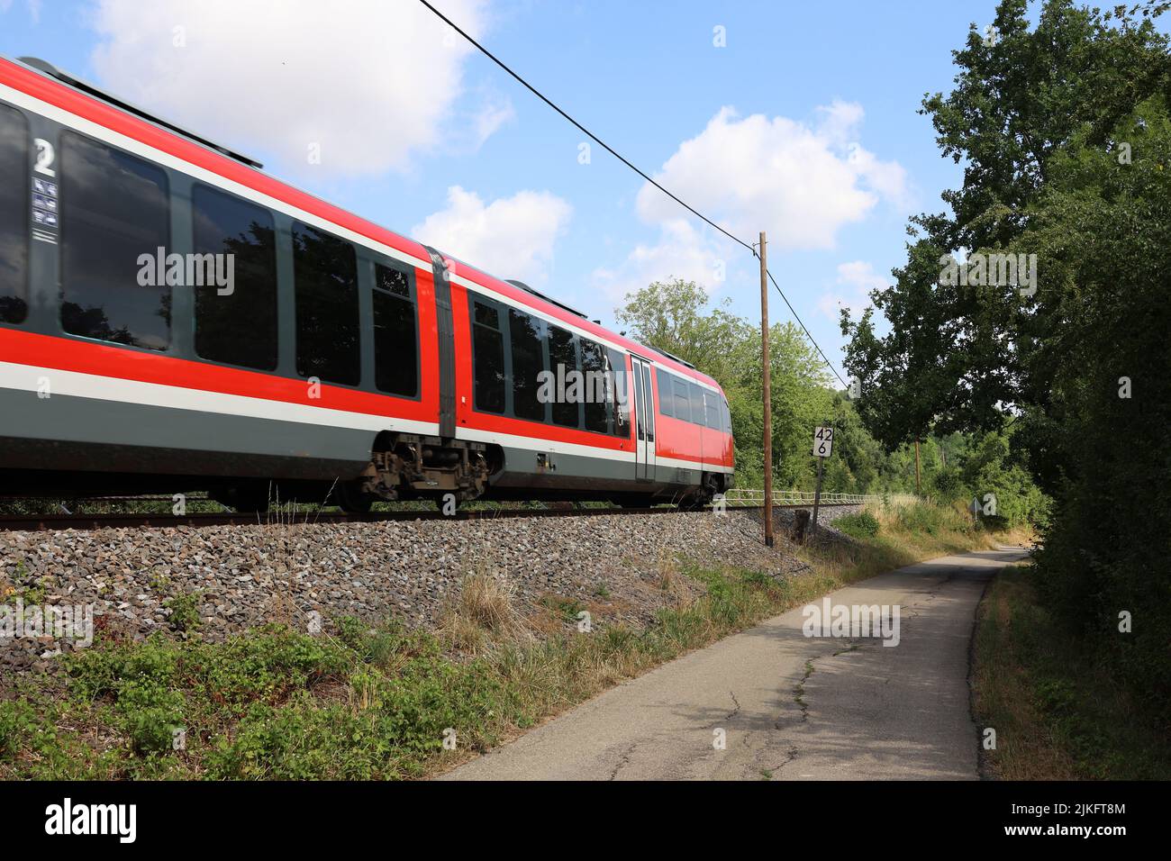 Electric train follows railway hi-res stock photography and images - Alamy