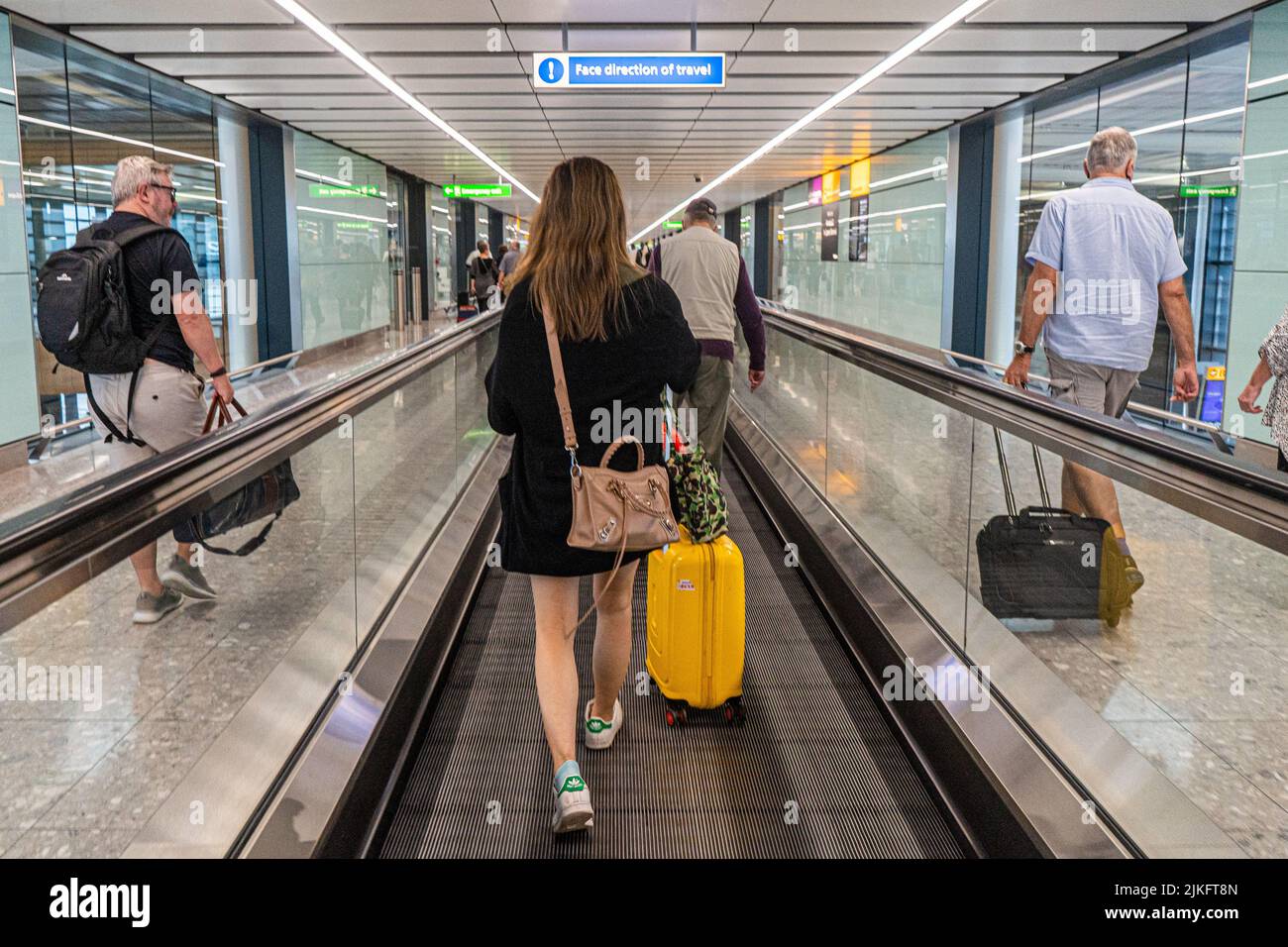 Heathrow , London, UK 2 August 2022. Passengers arriving at the UK ...