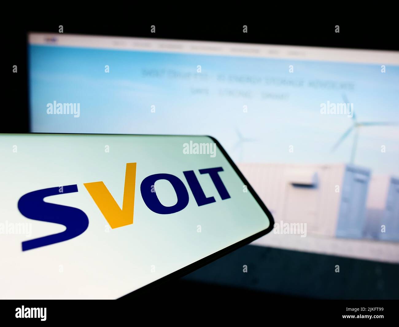 Mobile phone with logo of Chinese company SVOLT Energy Technology Co ...