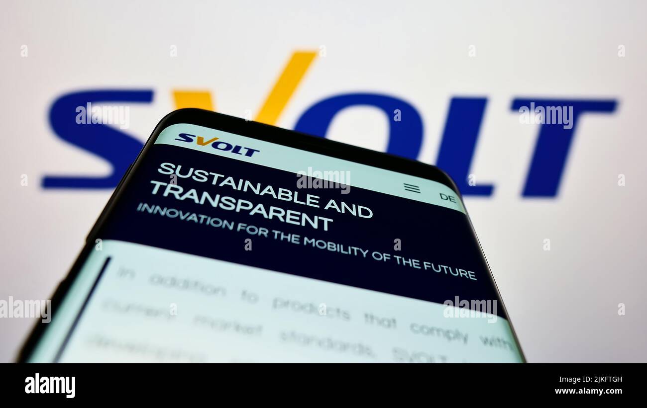 Smartphone with webpage of Chinese company SVOLT Energy Technology Co ...
