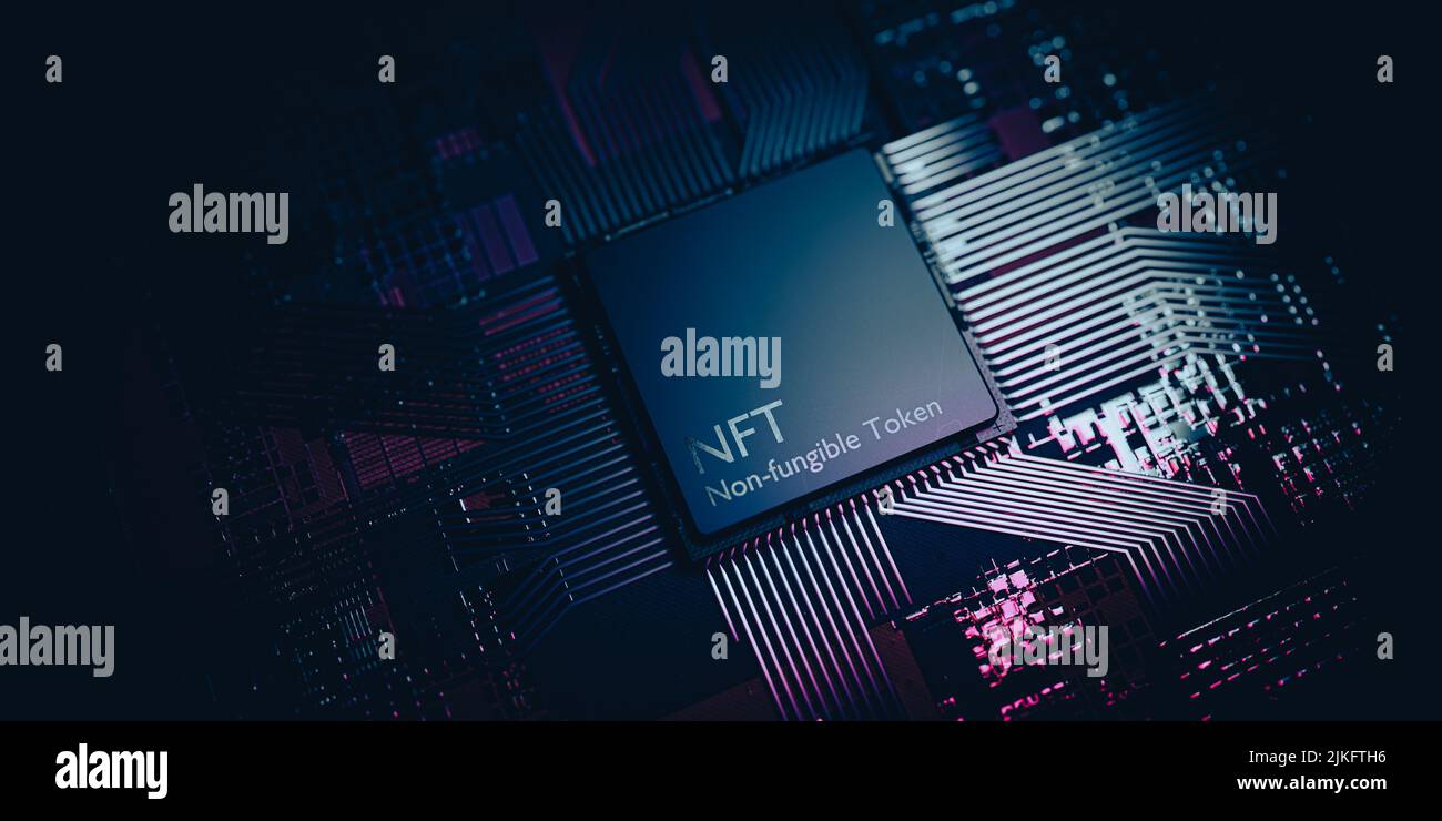 NFT Non-fungible Token. Vintage golden picture frame concept ...