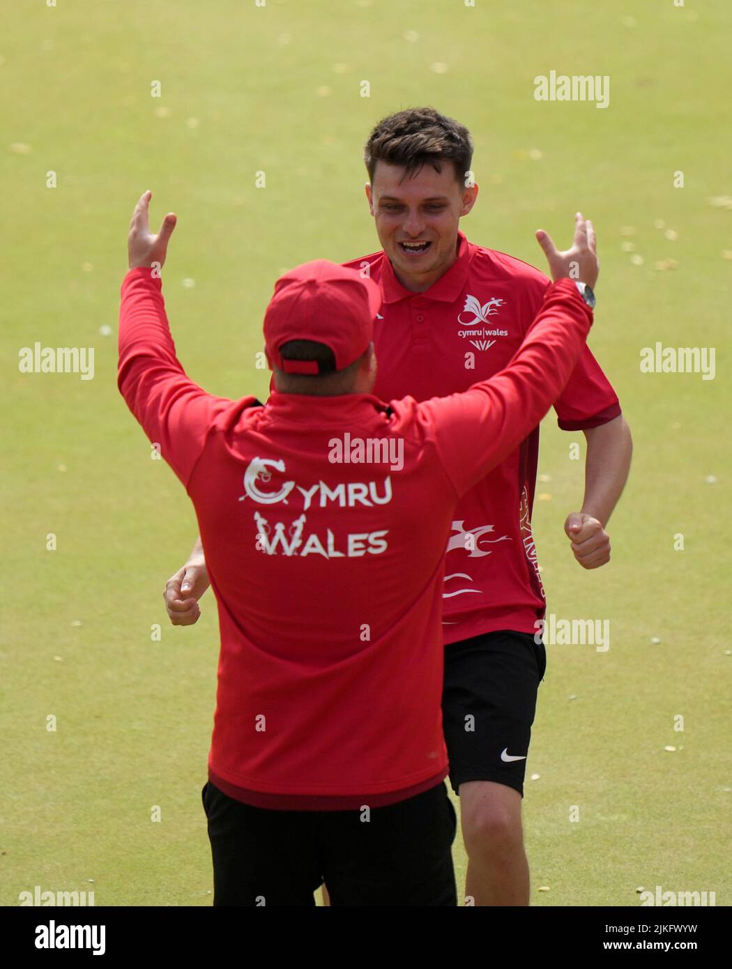 Wales Jarrad Breen (right) and teammate Daniel Salmon after the pair ...