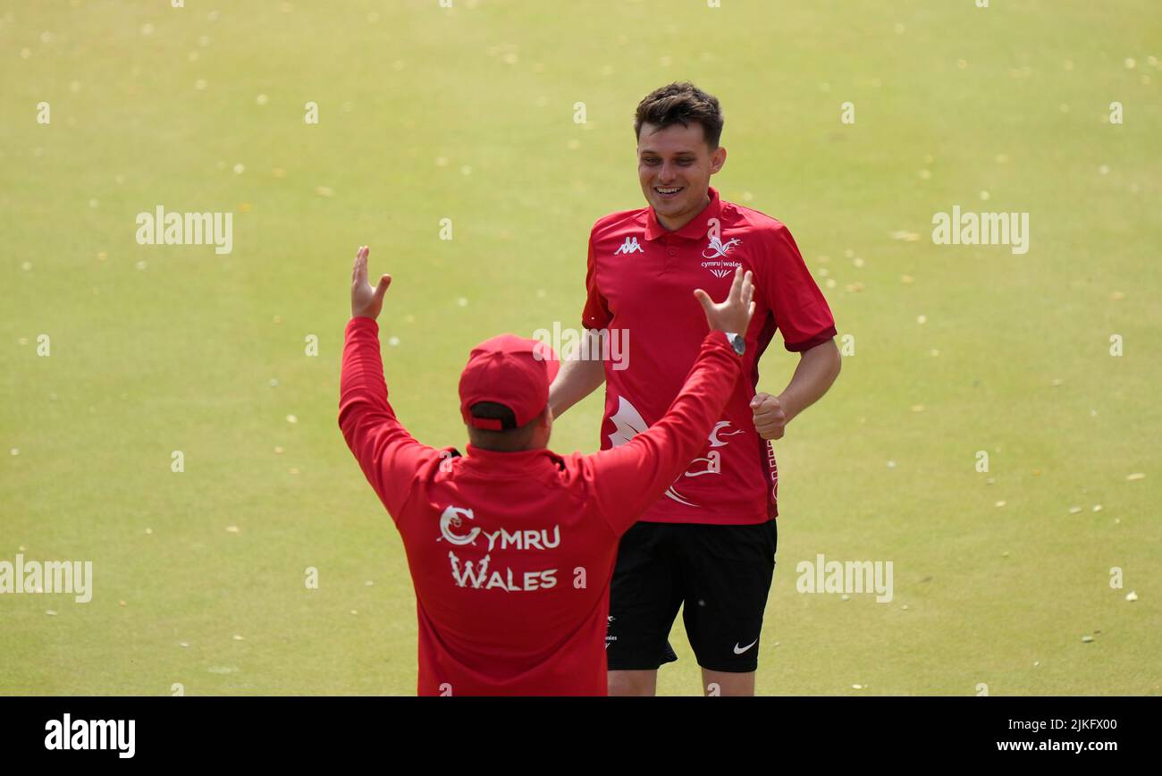 Wales Jarrad Breen (right) and teammate Daniel Salmon after the pair ...